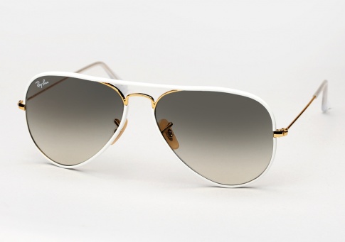 Ray Ban RB 3025JM Aviator Full Color Sunglasses - White / Gold